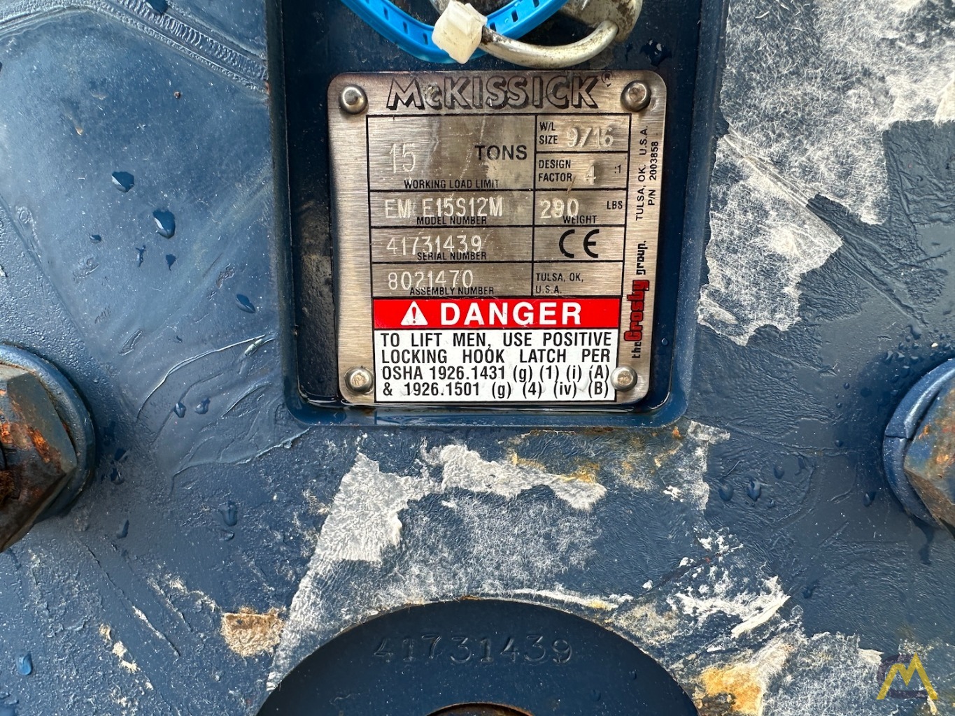 McKissick 15-ton Single Sheave 9/16 Wire Rope Hook Block For Sale ...