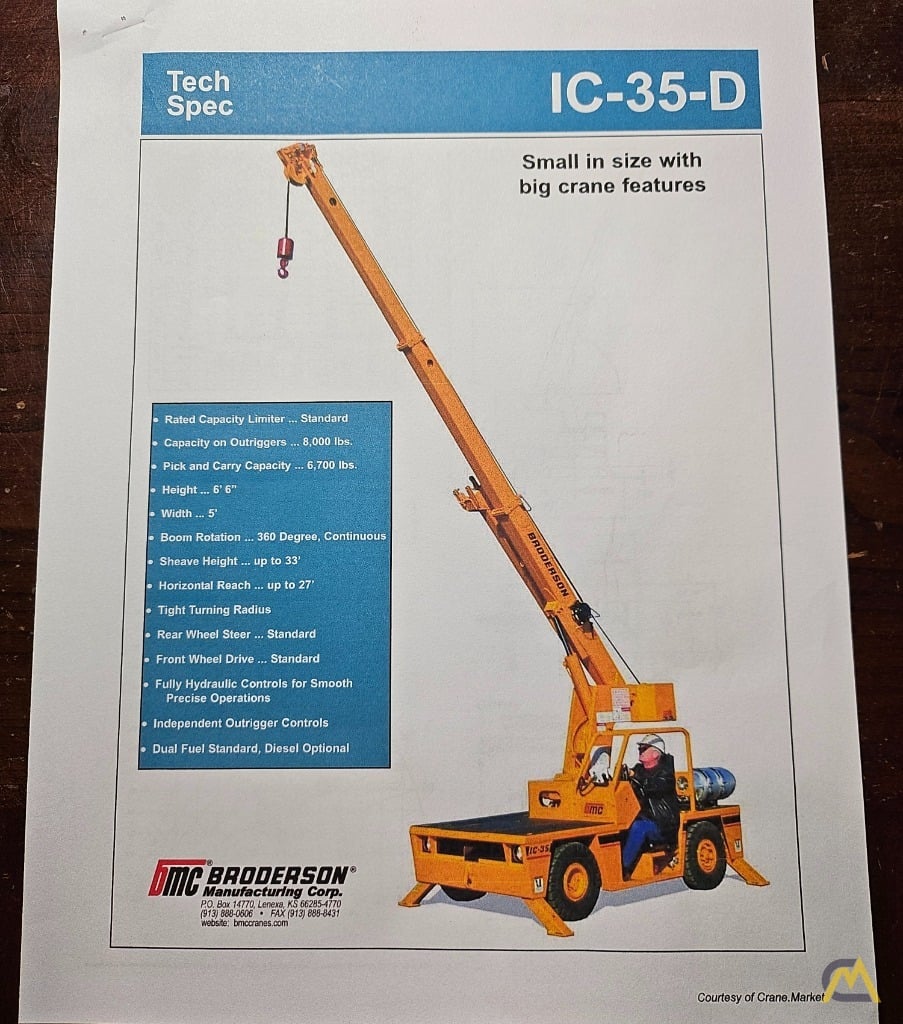 2007 Broderson IC-35-2D 8000 lb 4 ton carry deck crane For Sale Carry ...