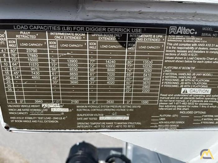 Altec DM47-TR Digger Derrick on 2012 International 7300 4x4 Reg Cab ...