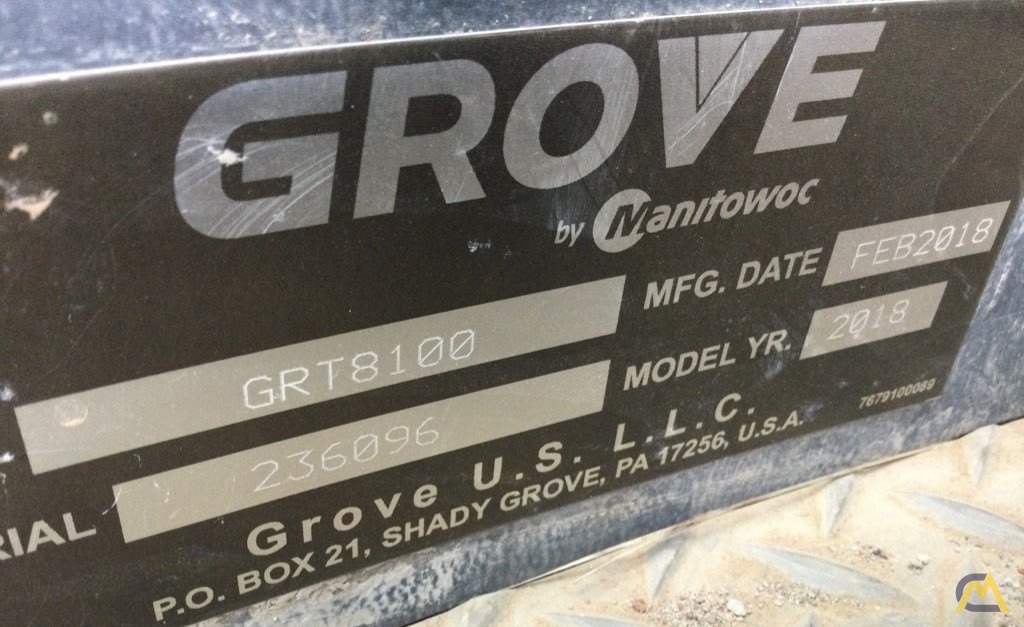 Grove GRT8100 100-ton Rough Terrain Crane For Sale Hoists & Material ...