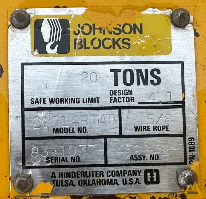 Johnson 20-Ton 2-Sheave Hook Block For Sale Products Blocks Parts ...
