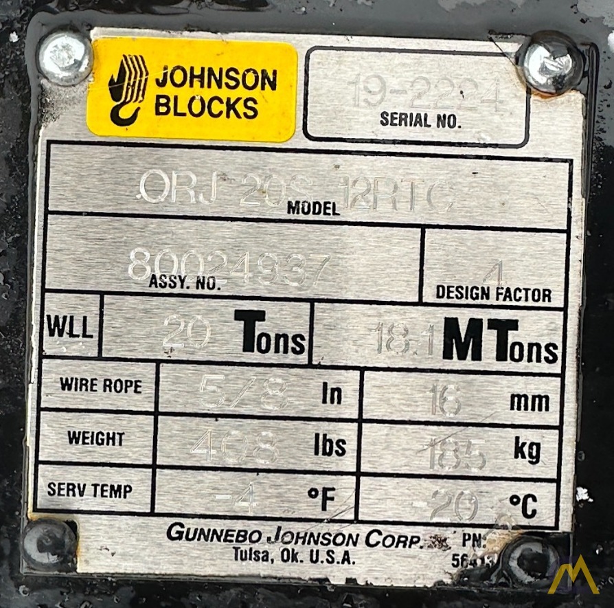 Johnson 20-Ton Single-Sheave Hook Block For Sale Products Blocks Parts ...