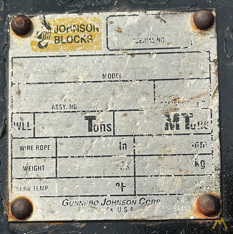 Johnson 20-Ton Single-Sheave Quick-Reeve Load Block For Sale Products ...