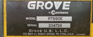 Grove RT890E Rough Terrain Crane For Sale Hoists & Material Handlers ...