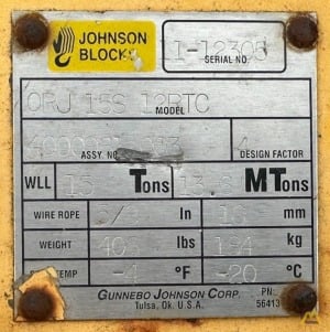 Johnson 15-Ton Single-Sheave Quick-Reeve Hook Block For Sale Products ...