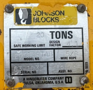 Johnson 20-Ton 2-Sheave Hook Block For Sale Products Blocks Parts ...