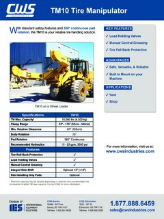 Tire Handler Manipulators CWS Industries Specifications CraneMarket