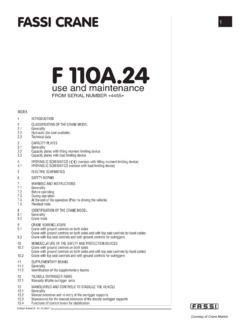 Fassi F110 Series Specifications CraneMarket
