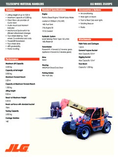 Telehandlers Forklifts & Lift Trucks JLG 3509PS Specifications CraneMarket