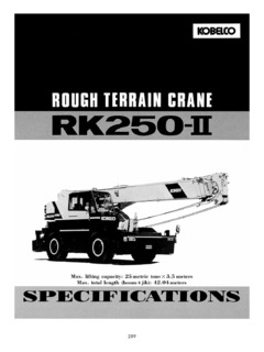 Kobelco RK250 Series Specifications CraneMarket