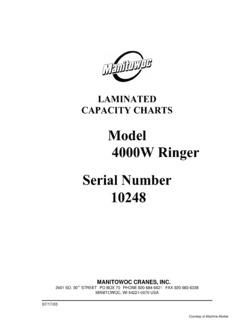 Manitowoc 4000W Ringer Specifications CraneMarket