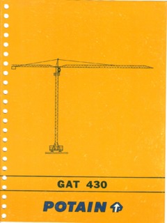 Tower Cranes Potain GAT 430 Specifications CraneMarket