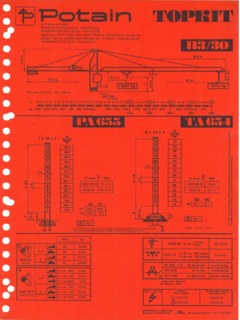 Tower Cranes Potain TOPKIT H3/30 Specifications CraneMarket