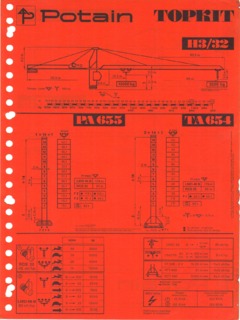 Tower Cranes Potain TOPKIT H3/32 Specifications CraneMarket