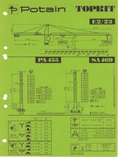 Tower Cranes Potain TOPKIT E2/23 Specifications CraneMarket