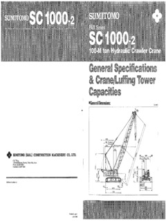 Crawler Cranes Sumitomo SC 1000-2 Specifications CraneMarket