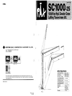 Crawler Cranes Sumitomo SC 1000-2S Specifications CraneMarket