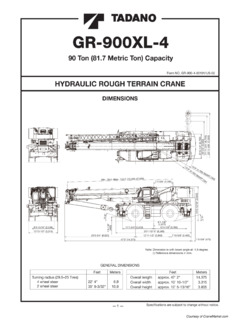Tadano GR-900 Series Specifications CraneMarket