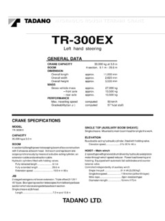 Tadano TR-300EX Specifications CraneMarket