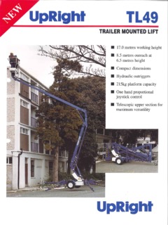 Boom Lifts-Articulating UpRight TL49 Specifications CraneMarket