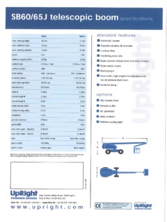 UpRight SB60 Specifications CraneMarket