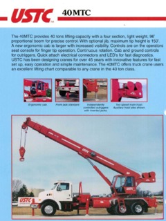 Cranes Hoists & Material Handlers Boom Trucks Swing Seat USTC 40MTC ...