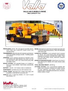 Valla Specifications CraneMarket
