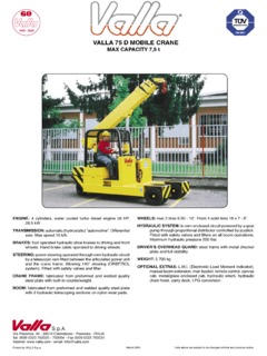 Valla Specifications CraneMarket