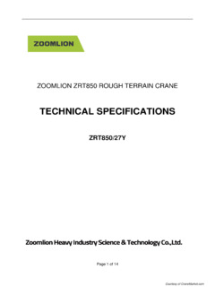 Rough Terrain Cranes Zoomlion Specifications CraneMarket